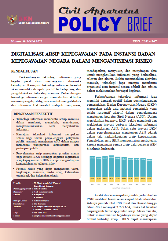 Policy Brief 048- Mei 2022 - Badan Kepegawaian Negara (BKN RI)